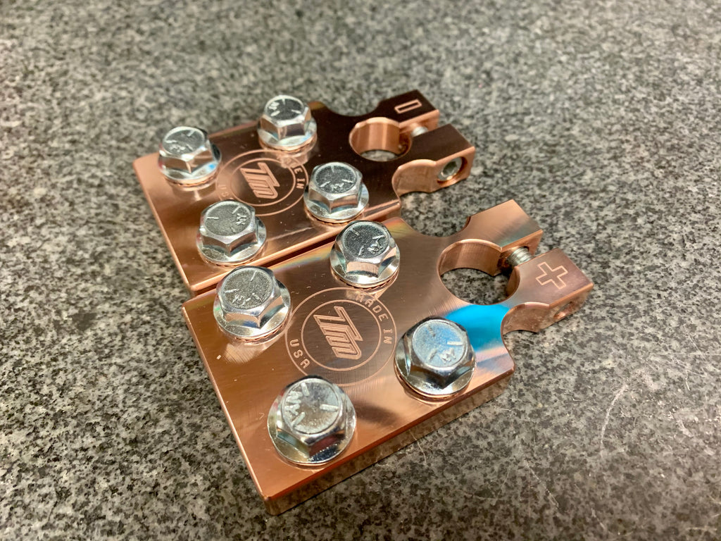 Copper SAE Top Post Mount 4 Lug Battery Terminals Slim Style ...